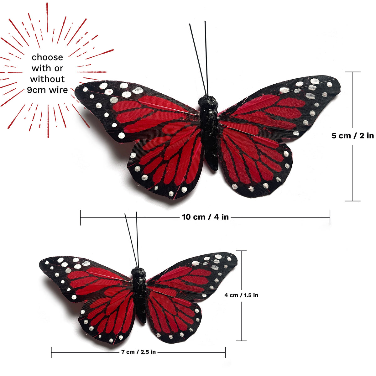 Red Monarch Feather Butterflies